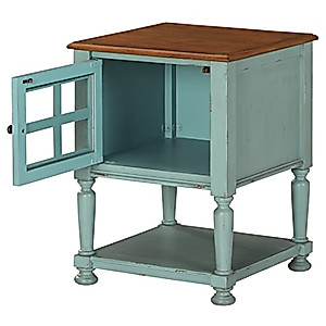 Signature Design by Ashley Mirimyn Farmhouse Accent Cabinet End Table, Teal & Brown