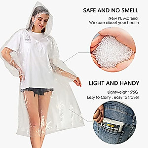 Airpler Disposable Rain Ponchos for Family Adults 4 Pack (Clear) - Emergency Rain Ponchos for Women and Men with Drawstring Hood