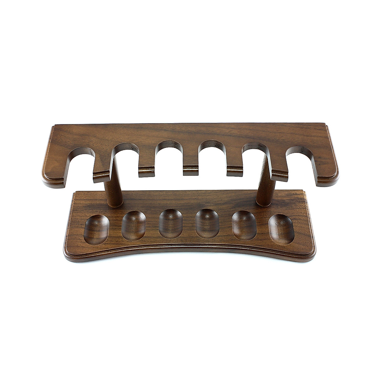 Skyway 6 Pipe Wood Tobacco Pipe Stand Rack Holder - Walnut Brown