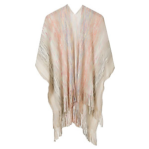 BOCOSO Women's Knit Shawl Wraps, Knitted Poncho Cape Open Front Cardigan Sweater with Tassel for Spring Fall Winter