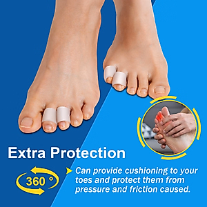 Pnrskter Pinky Toe Protector Caps - Open Toe Sleeves(10pcs), Toe Covers Toe Cushions for Corn, Hammer Toes, Blisters, Bunion, Toenails Loss and Friction Pain Relief (for Women & Men)