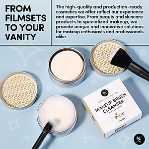 Narrative Cosmetics Solid Makeup Brush Cleanser Soap with Silicone Cleaning Pad, Cleans Natural & Synthetic Brushes, Vegan, Cruelty-Free, Natural Ingredients, Vanilla Fragrance, 2.45 Oz.