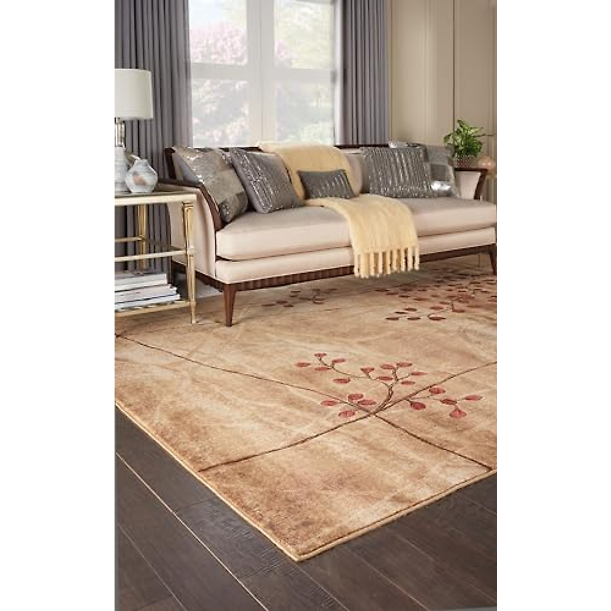 Nourison Somerset Rustic Area Rug 3'6" x 5'6", Latte, Rectangular, 0.5" Thick, Easy -Cleaning Non Shedding Bed Room Living Room Dining Room Kitchen