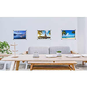 Magicool 11x14 Clear Acrylic Wall Mount Floating Double Panels Frameless Picture Frame for Picture Photo Degree Certificate Home or Office(Full Frame is 12.5 x 15.5 inch)