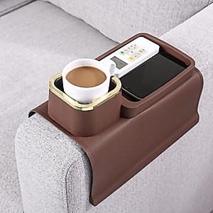 HMASYO Couch Cup Holder Tray - Silicone Sofa Armrest Table Couch Drink Holder and Tray Organizer for Remote Snacks Cellphone, Anti-Spill Anti-Slip Design, Gifts for Family Mom Dad Grandma