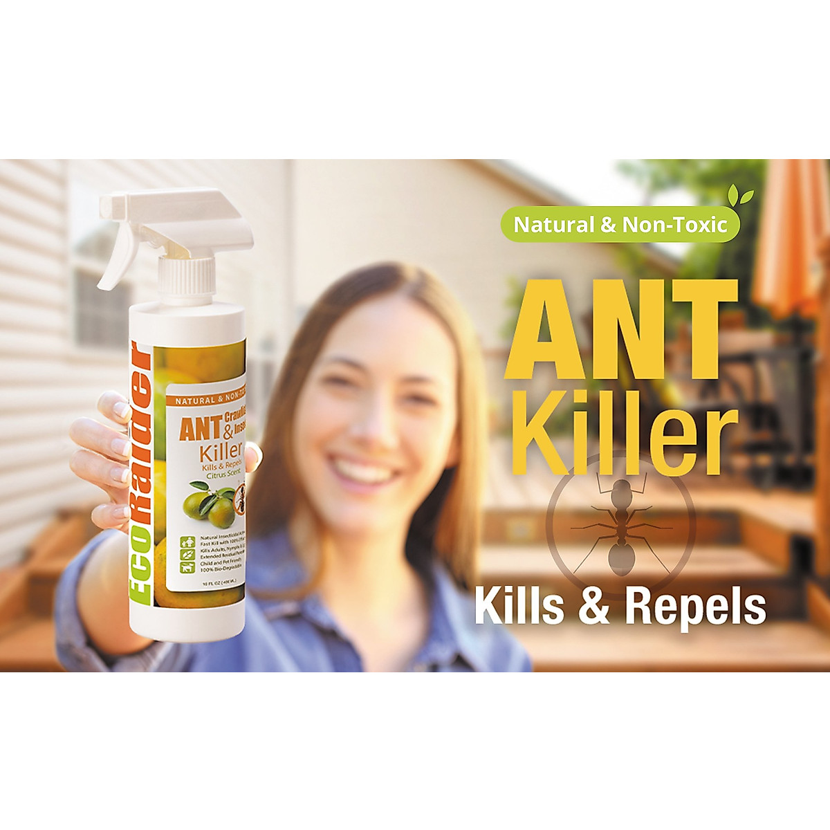 EcoVenger Ant Killer & Crawling Insect Killer (Citrus Scent) 16 oz x2, Kills Fast in Minutes, Also Kills Spiders, Centipedes & More, Repels with Residual, Natural & Non-Toxic, Safe for Children & Pets
