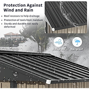 Metal Outdoor Storage Shed 5FT x 3FT, Steel Utility Tool Shed Storage House with Door & Lock, for Backyard Garden Patio Lawn (5' x 3'), Brown