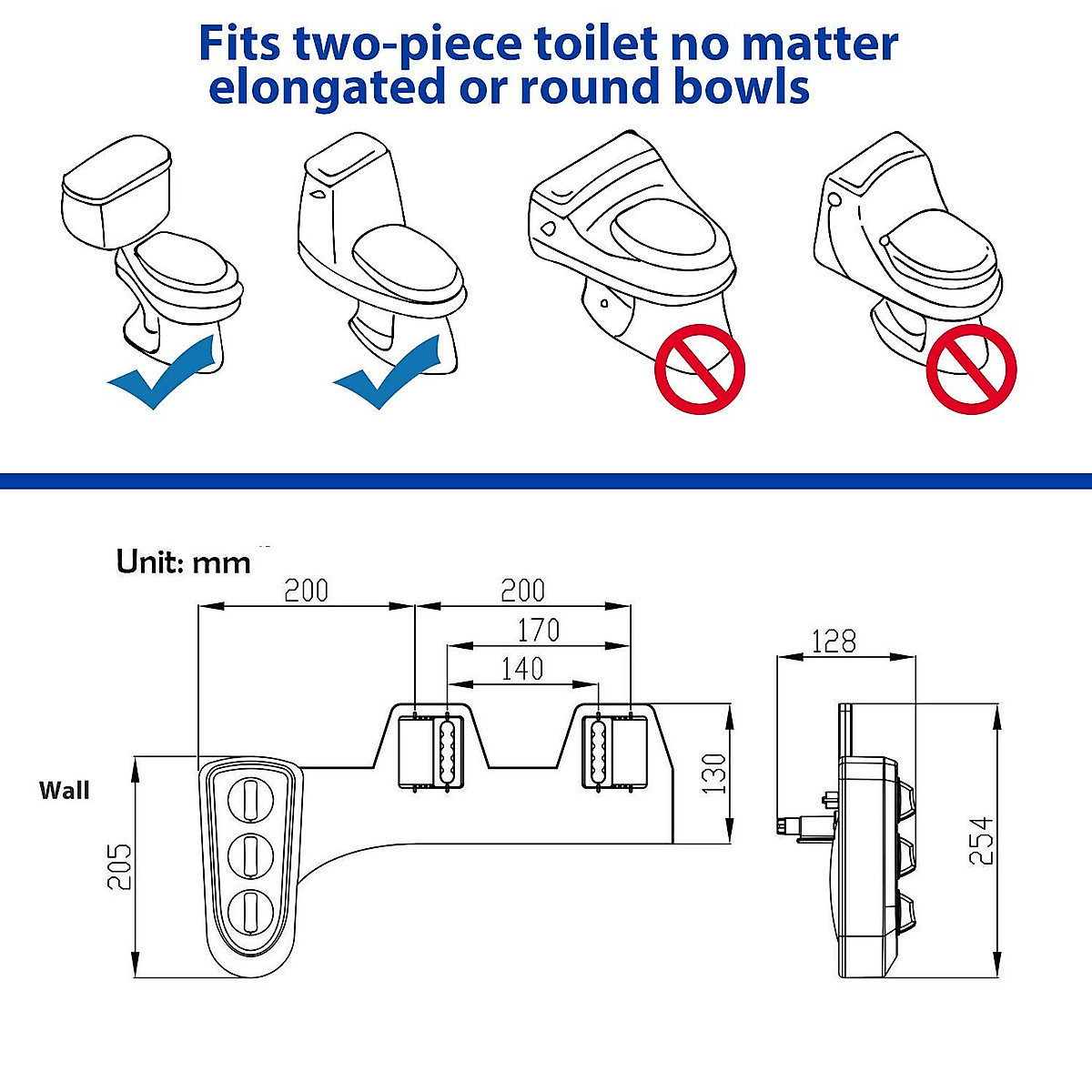 ABHQP - Dual Nozzle Hot and Cold Bidet- Self Cleaning Hot and Cold Water Bidet Non-Electric Mechanical Bidet Toilet Attachment - with Temperature (Silver)