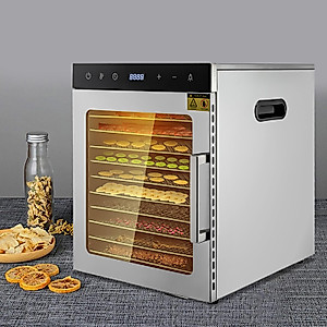 Xlsdlvcnxz 800W Commercial Food Dehydrator,10/12 Trays Stainless Steel Trays,Food Dehydrator Machine with Digital Temperature and Timer for Food and Jerky, Herbs, Veggies, Fruits (10-tray)