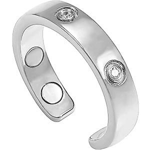 MagnetRX® Magnetic Ring Women - Elegant Crystal Ring - Magnet Rings Women (Silver | Ring Size: 8)