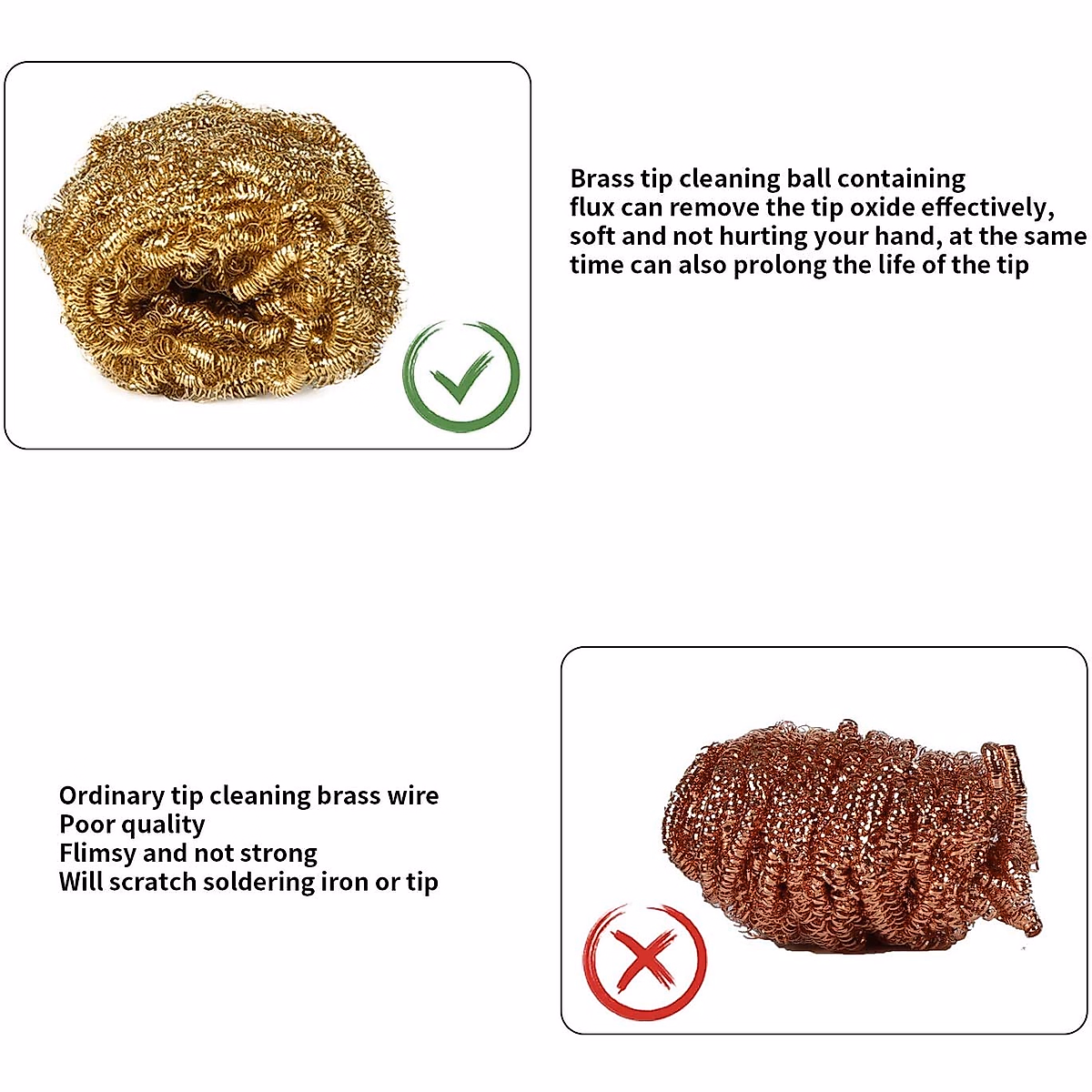 Kaisiking Soldering Iron Tip Cleaner Solder Tip Cleaning Wire and Holder Station Soft Coiled Brass with 3 Pcs Solder Tip Cleaning Wire and 1 Pcs Holder For Cleaning Soldering Irons and Tips