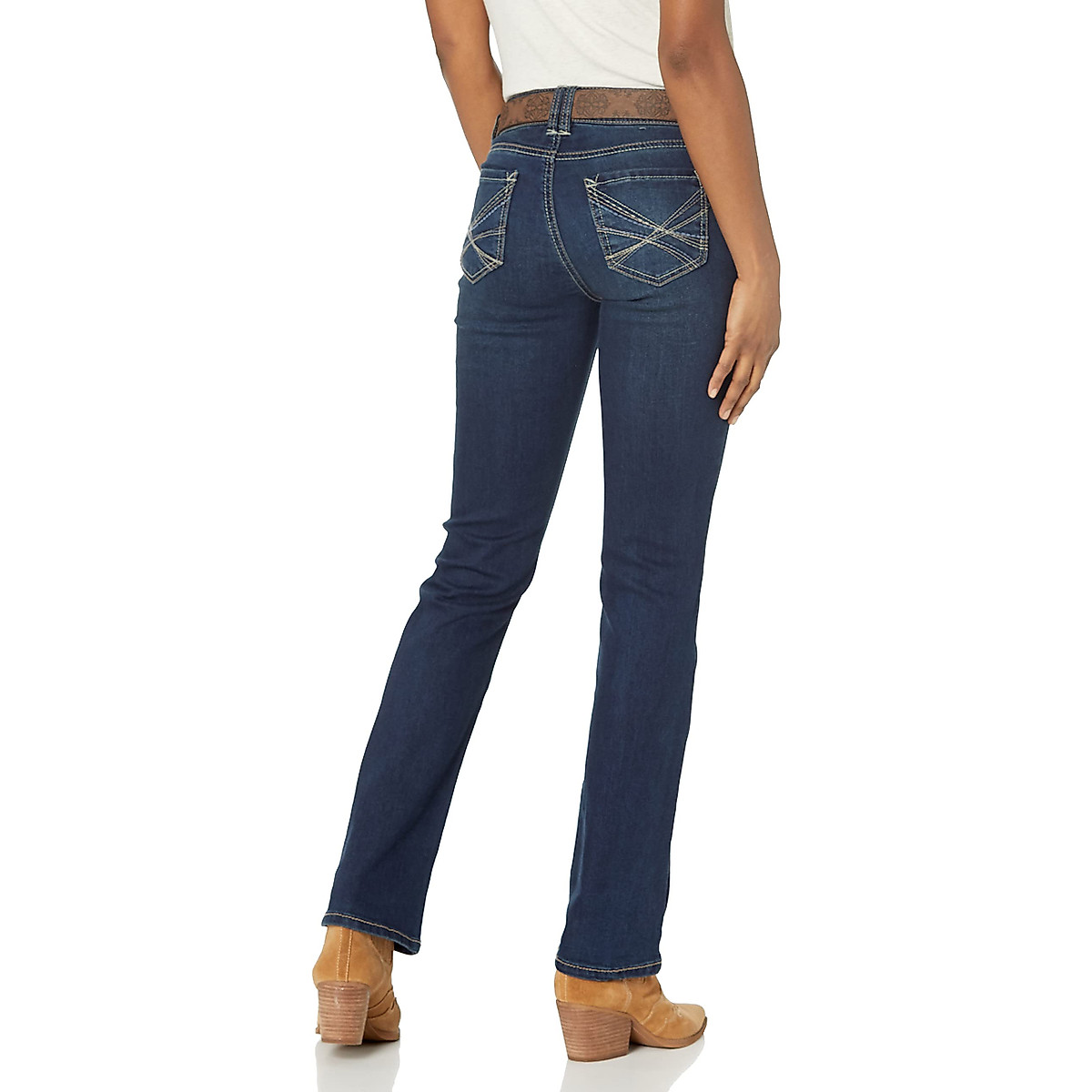 WallFlower Women's Legendary Slim Bootcut Mid-Rise Belted Insta Stretch Juniors Jeans (Standard and Plus), Eden, 9