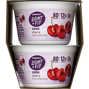 Dannon Light + Fit Greek Nonfat Yogurt, Cherry, Gluten-Free, 5.3 oz., 4 Pack
