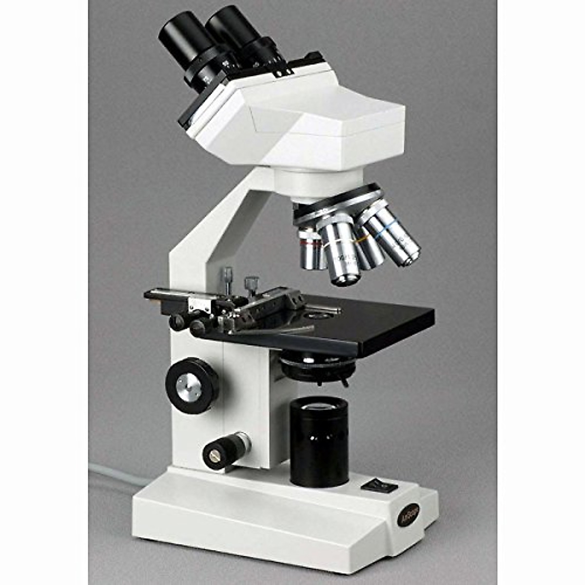AmScope B100B-MS Compound Binocular Microscope, 40X-2000X Magnification, Brightfield, Tungsten Illumination, Abbe Condenser, Mechanical Stage