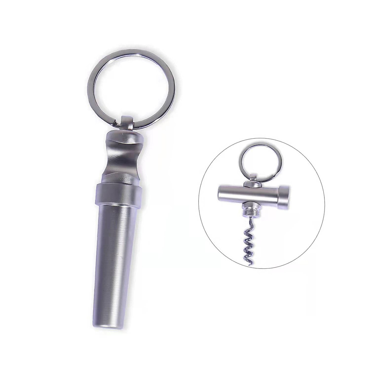 Mini Key Ring Wine Opener, Ultimate Keychain Corkscrew Tool, Emergency Travel Cork Wine Opener (Silver)
