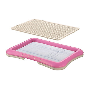 Richell Paw Trax Mesh Training Tray, Pink 25.2 x 18.9 x 1.6" | Richell Paw Trax Mesh Training Tray: Puppy Potty Pad Holder for Indoor Use, Anti-Chewing and Tearing, Ideal for Potty Training Puppies