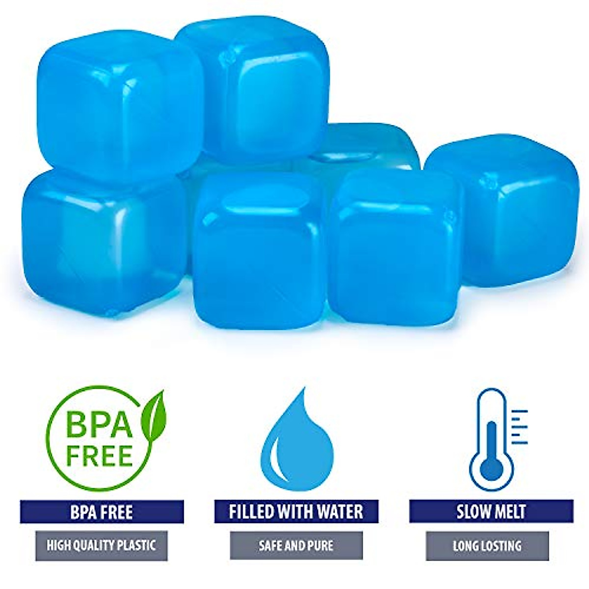 Extra Large Reusable Ice Cubes - BPA Free Plastic - for Cool Therapy Machine or Drink Dispensers - Ice Therapy System