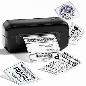 Thermal Label Printer, Shipping Label Printer 4x6, Commercial Direct Desktop Label Printer, Thermal Label Maker Compatible with Amazon, Ebay, Shopify, Etsy, UPS, USPS, FedEx (Black)