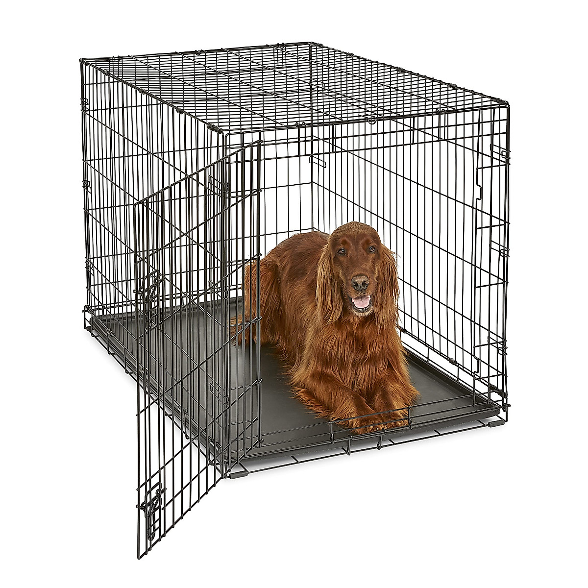 New World Newly Enhanced Single Door New World Dog Crate, Includes Leak-Proof Pan, Floor Protecting Feet, & New Patented Features, 42 Inch
