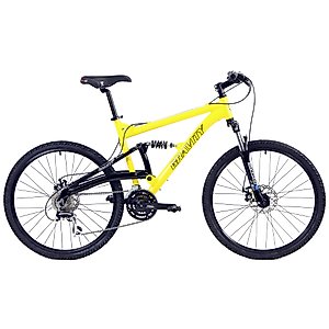 Gravity 2024 FSX 1.0 Dual Full Suspension Mountain Bike with Disc Brakes (Yellow, 17in)