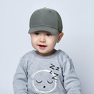 Trendy Apparel Shop Infant Size Structured Adjustable Trucker Mesh Baseball Cap - Light Grey