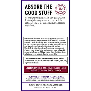 New Chapter Iron Supplement, Whole-Food Fermented Iron Complex Made with Organic Vegetables & Herbs + One Daily Non-Constipating Dose- 60ct, 2 Month Supply
