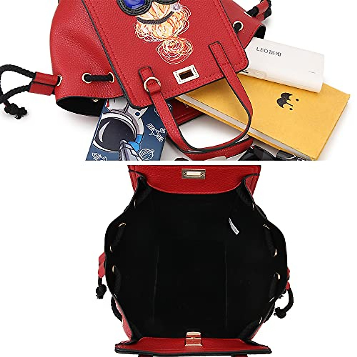 ENJOININ Novelty Lady Face Purses and Handbags for Women Funky Top Handle Satchel Tote Crossbody Shoulder Bags