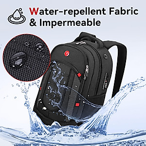 Omnpak 15.6 Inch Laptop Backpack for Men, Anti-Theft Travel Computer Bag with USB Charging Port, Water Resistant Multi-functional Business Backpack with Laptop Compartment, Black