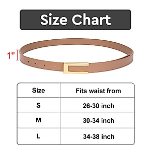 YooAi Womens Leather Belt Skinny Waist Belt for Dresses Jeans Pants with Gold Buckle khaki 95