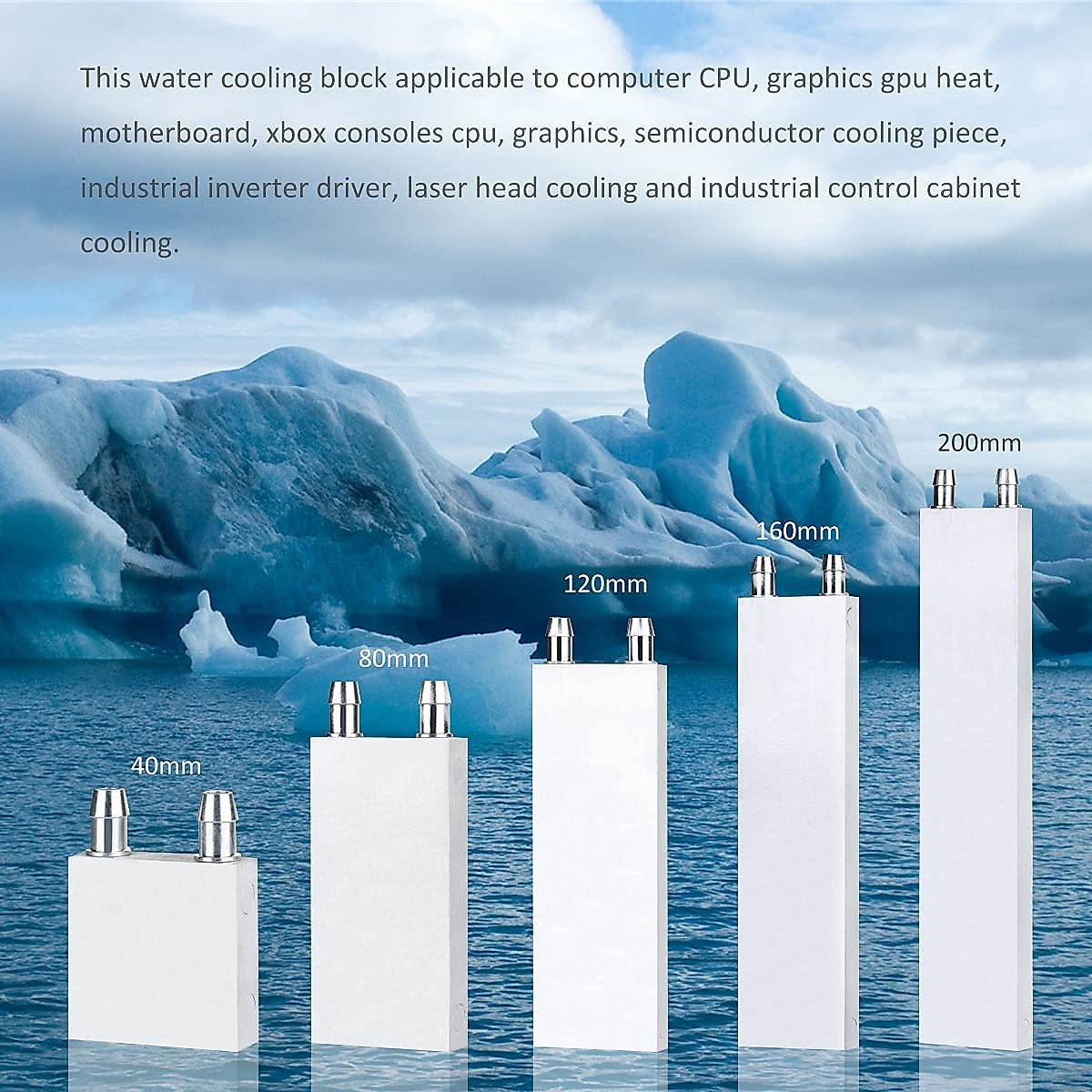 Clyxgs Aluminum Water Cooling Block,Liquid Cold Water Plate Heat Sink Water-Cooled Exchanger Head semiconductor Refrigeration Sheet CPU Graphics Radiator Heatsink Endothermic Head(40 x 200 x 12mm)2pcs