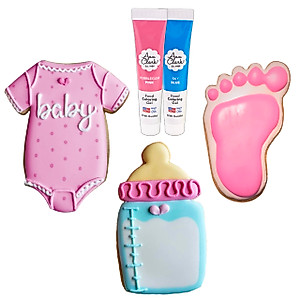 Baby Shower Cookie Cutters with Food Coloring Gel, Made in USA by Ann Clark