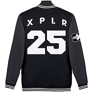 XPLR Maroon Letterman Jackets Merch Print Buttons Jackets Sam and Colby Hoodies Men Women's Sweatshirt (JL02341A01,S)