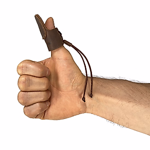 Valhalla Gear, Archery Thumb Protector, Mongolian Finger Guard, Recurve Bow, Archer Essentials, Full Grain Leather, Handmade, Bourbon Brown