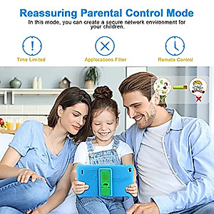 qunyiCO 7 inch Kids Tablet 32GB Android 11 WiFi Camera Bluetooth 2GB RAM HD Touch Screen 1024x600 Kid-Proof Case Parental Control Learning App on Google Certified Playstore Blue