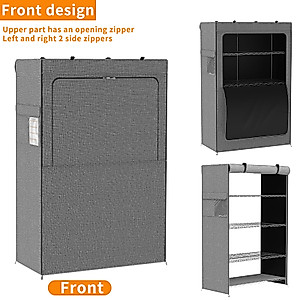 HMOCK Wire Shelf Cover,600D Heavy Duty Waterproof Dustproof Shelf Covers for Wire Shelving Cover,Outdoor Wire Rack Cover with Zipper for Metal Wire Shelf (Grey,37" L x 18" W x 72" H)