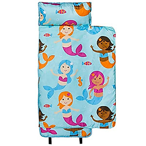 Wildkin Microfiber Nap Mat with Reusable Pillow for Boys and Girls, Perfect for Daycare and Preschool Toddler Sleeping Mat, Soft Cotton Blend Materials Nap Mat for Kids (Mermaid)