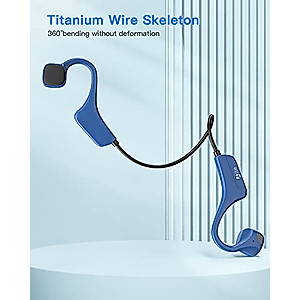 Bone Conduction Headphones Bluetooth,Open Ear Headphone with Mic,Wireless Waterproof Sweatproof Sports Headset Conducting Earbuds Induction Earphones for Running,Cycling,Walking,Workout,Gym (Blue)
