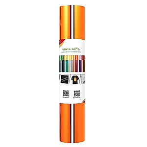 VINYL FROG Metallic Foil HTV Vinyl Roll 12"x5ft Orange Chrome Heat Transfer Vinyl Iron on Vinyl Easy to Cut & Weed DIY Heat Press Design for T-Shirts