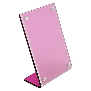 Slanted Back Photo Frame, Wide Application 3 Inch Multi Purpose Acrylic Self Standing Photo Frame L Shaped for Business Cards for Office (Rose Red)