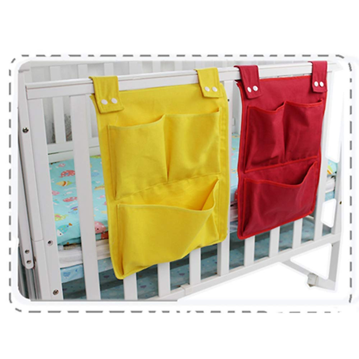 SiyuXinyi Pockets Bedside Storage Bag Caddy Hanging Diaper Organization for Baby Essentials, Hang on Crib, Practical Hanging Storage Bag， Suitable Dormitory, Double Bed, Bedside Storage！（Yellow）