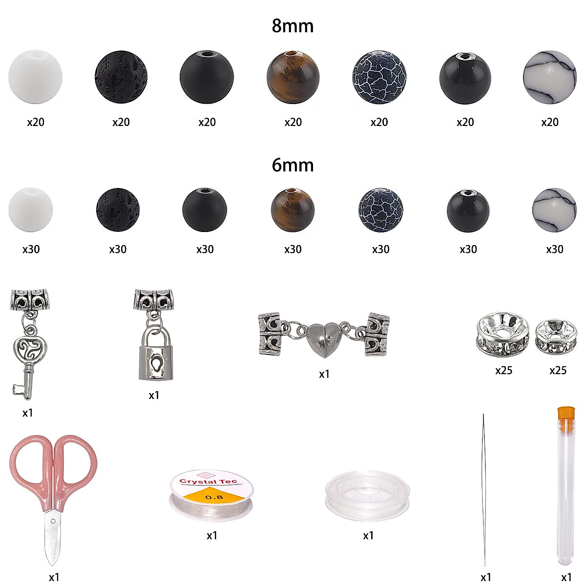 Stone Beads for Jewelry Making, Charm Bracelet Making Kit 450Pcs Beads for Bracelets Making Kit DIY Magnetic Bracelets for Couples Lovers