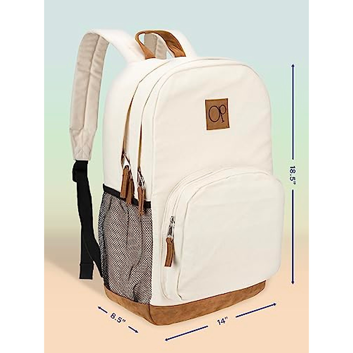 Ocean Pacific La Playa Soft Cotton Canvas Backpack for Travel, Sports, Beach, Work, Casual Daily Pack for Men Women Fits 15.6 Inch Laptop (Beach)