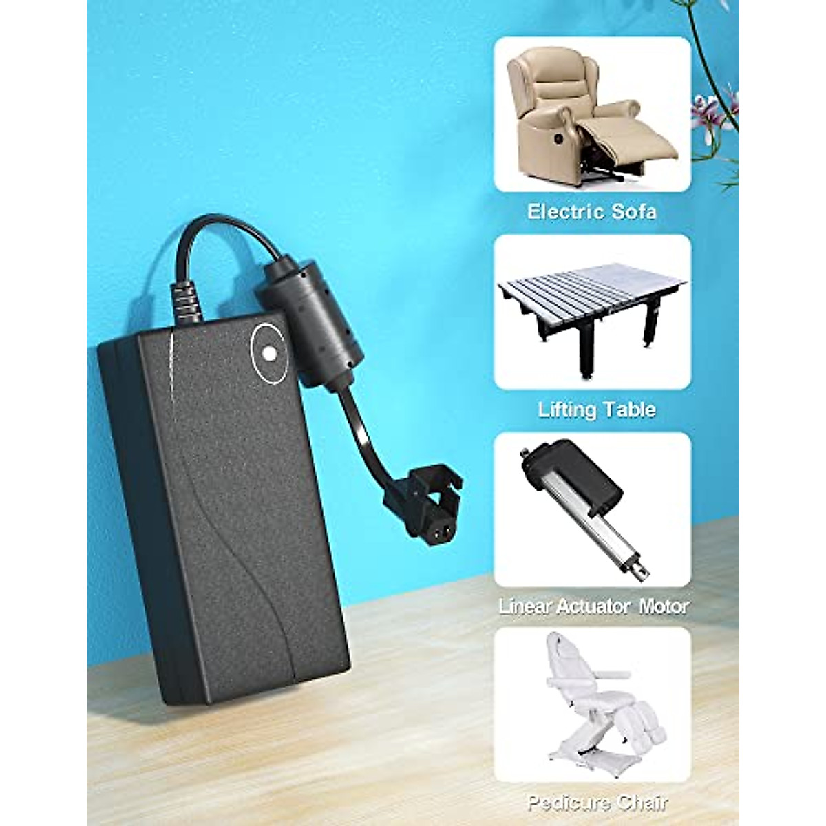 Recliner Power Supply, Ponkor AC/DC Switching Power Supply Transformer 2-pin 29V 2A Adapter with Extension Cord for Lift Chair or Power Recliner Limoss OKIN