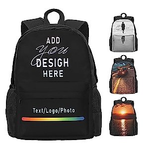 Custom Backpack Personalized Laptop Backpack for Women Men Customized Casual Daypack Add Your Logo Picture Photo Image Text Name on Computer Bag