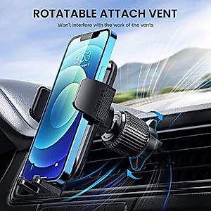Qifutan Phone Mount for Car Vent [Upgraded Metal Clip] Cell Phone Holder Car Hands Free Cradle in Vehicle Car Phone Holder Mount Fit for Smartphone, iPhone, Cell Phone Automobile Cradles Universal