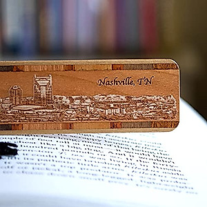 Personalized Nashville, Tennessee Skyline - Engraved Wooden Bookmark with Tassel - Made in USA