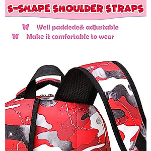 BLUEFAIRY Kids Backpack Boys Girls Elementary School Bags Primary Middle School Book Bags Lightweight Sturdy Durable Travel Gifts for Teenager Daughter Son Mochila para niños 17 Inch (Camo Red)
