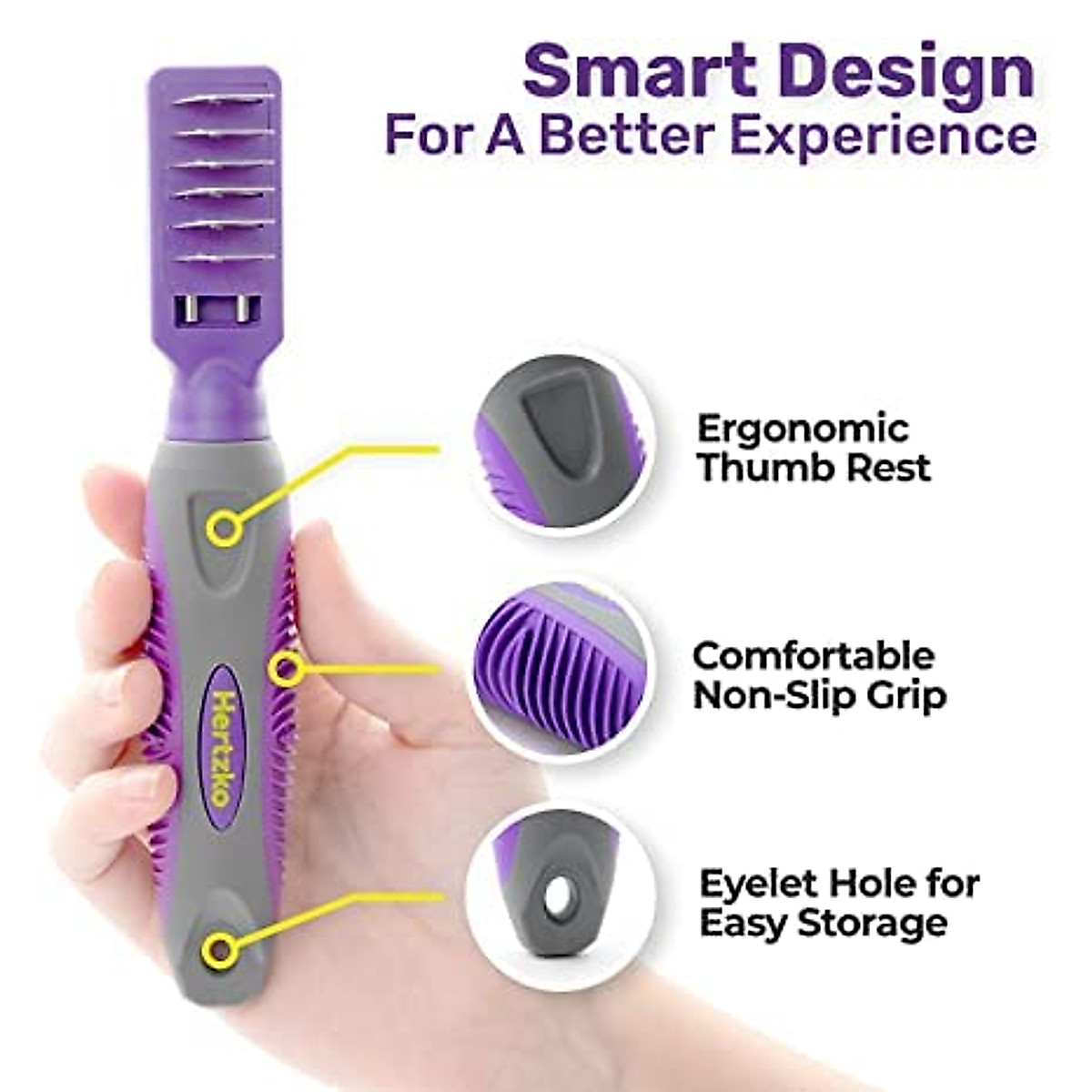 Dog Mat Remover by Hertzko – Grooming Comb, Brush for Dogs, Cats, Small Animals - Dematting Tool, Dog Brush for Tangles & Knots for Long Haired Dogs, Short Haired Dogs, and Rabbit Bedding (Small)