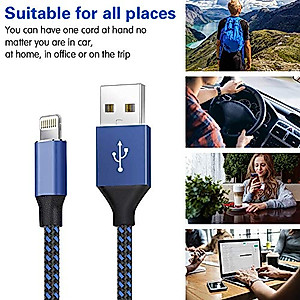 [Apple MFi Certified] iPhone Charger 5Pack(3/3/6/6/10 FT)Long Lightning Cable Fast Charging High Speed Data Sync USB Cable Compatible iPhone 14/13/12/11 Pro Max/XS MAX/XR/XS/X/8/7/Plus/6S iPad AirPods