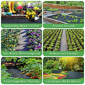 MLZPU 1.4ftx50ft Weed Barrier Landscape Fabric Heavy Duty, Weed Gardening Ground Cover Mat, Weed Control Garden Cloth，Woven Geotextile Fabric for Underlayment，Commercial Driveway Fabric Black